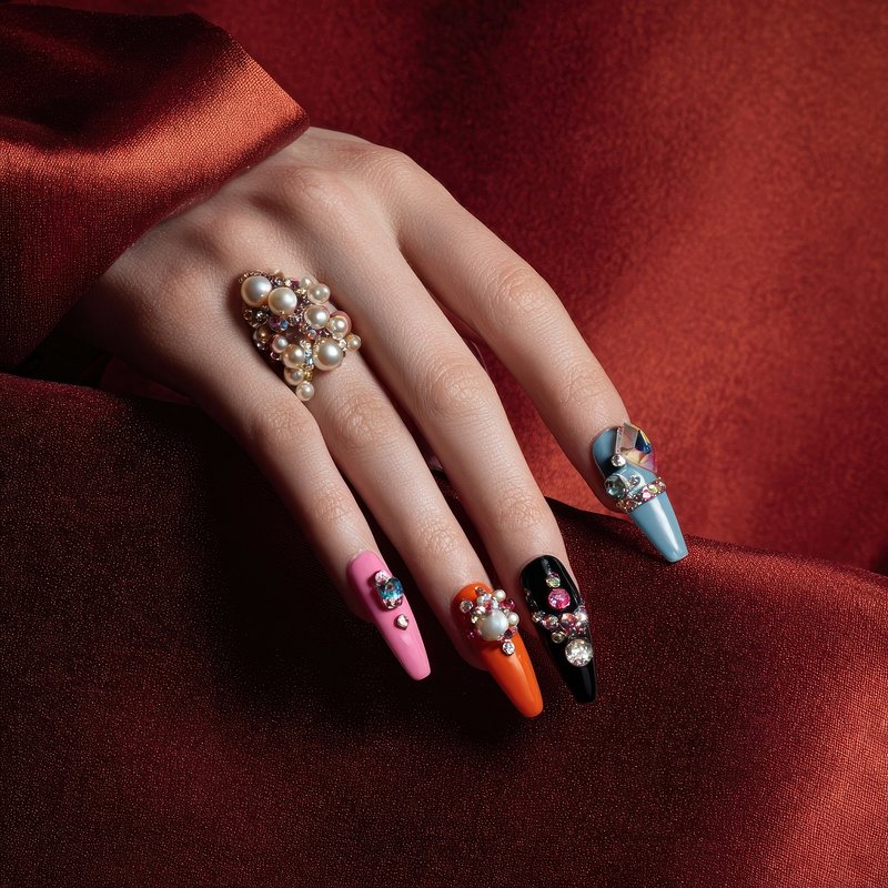 Elegant jeweled nail art design | Free Photo - rawpixel