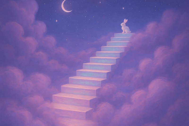 Dreamy staircase moon desktop wallpaper | Free Photo Illustration ...