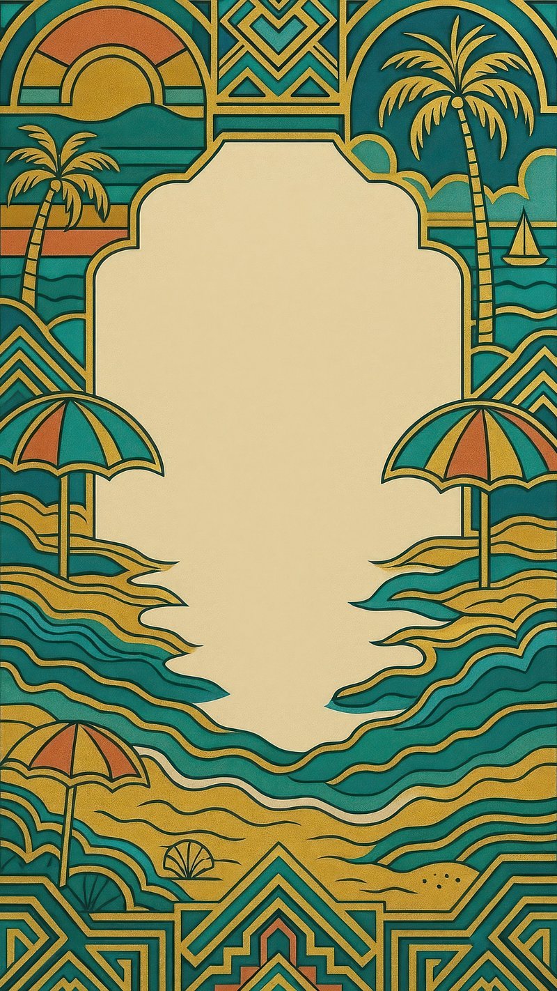 Retro Beach Art Wallpaper Pattern Images | Free Photos, PNG Stickers ...