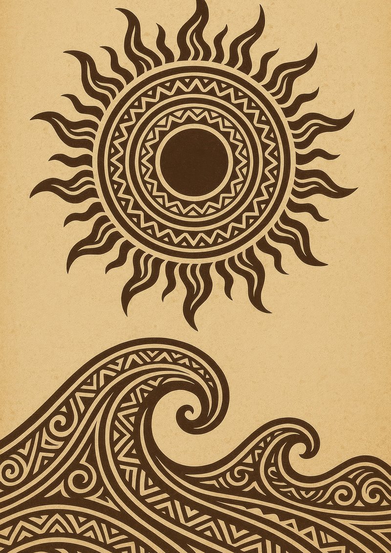 Tribal sun and wave design | Free Photo Illustration - rawpixel