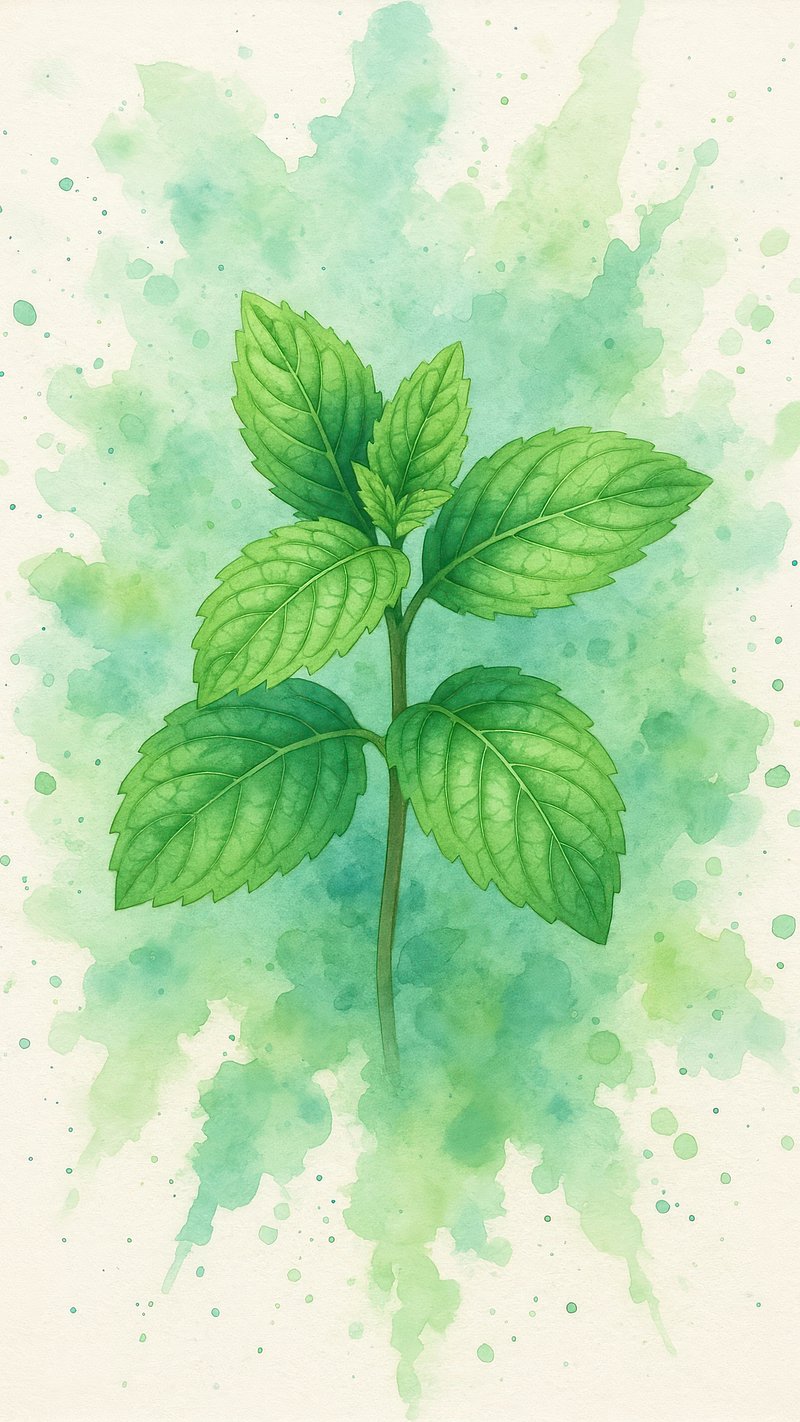 Vibrant mint leaves watercolor design | Free Photo Illustration - rawpixel