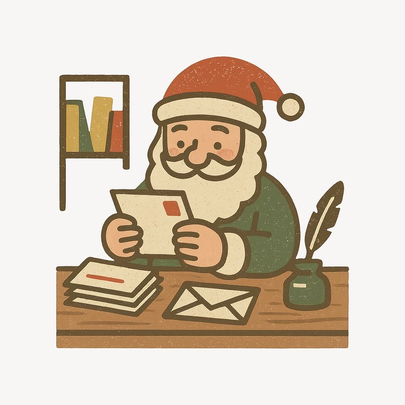 PNG Santa reading Christmas letters | Free PNG - rawpixel