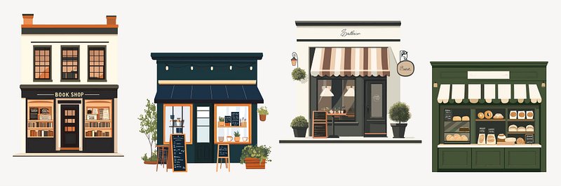 Charming storefronts illustration collection, isolated | Premium Vector ...