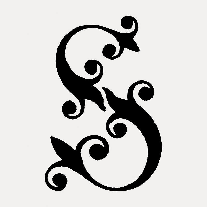 S letter, 17th-century calligraphy font, | Free Vector - rawpixel