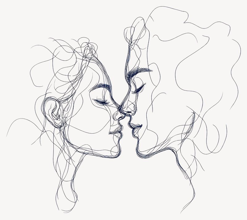 Couple love drawing faces art | Premium Vector - rawpixel