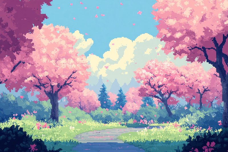 Cherry Blossom Pixel Background Images | Free Photos, PNG Stickers ...