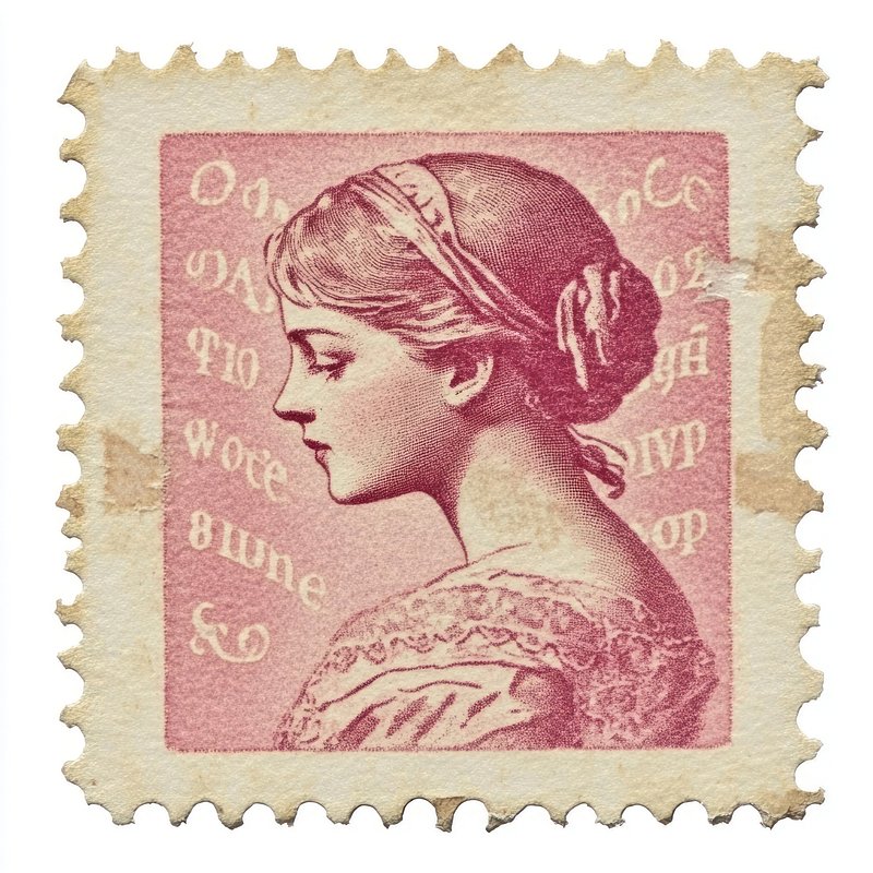 Vintage postage stamp pink illustration | Free Photo - rawpixel