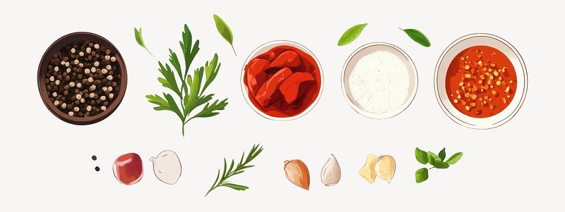 Fresh Food Ingredient line horizontal | Free Vector Illustration - rawpixel