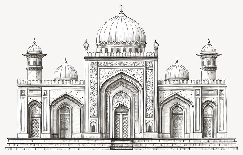 Islamic architecture drawing architectural islamic | Premium Vector ...