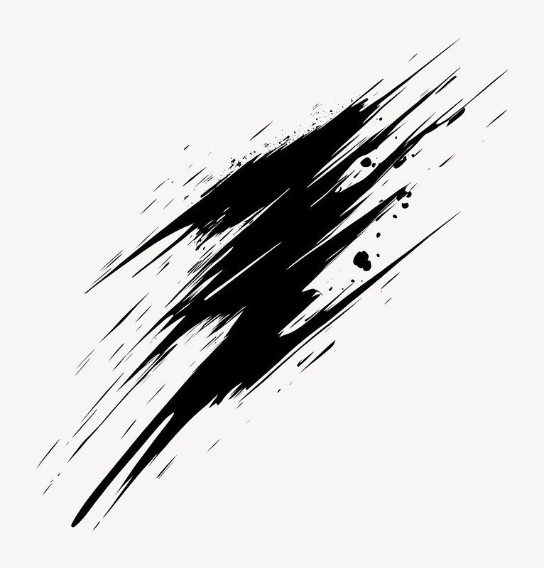 Lightning brush stroke silhouette black | Free Vector Illustration ...
