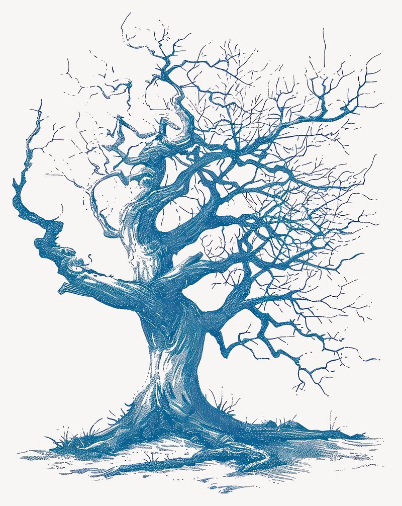 PNG Tree drawing blue art | Free PNG - rawpixel