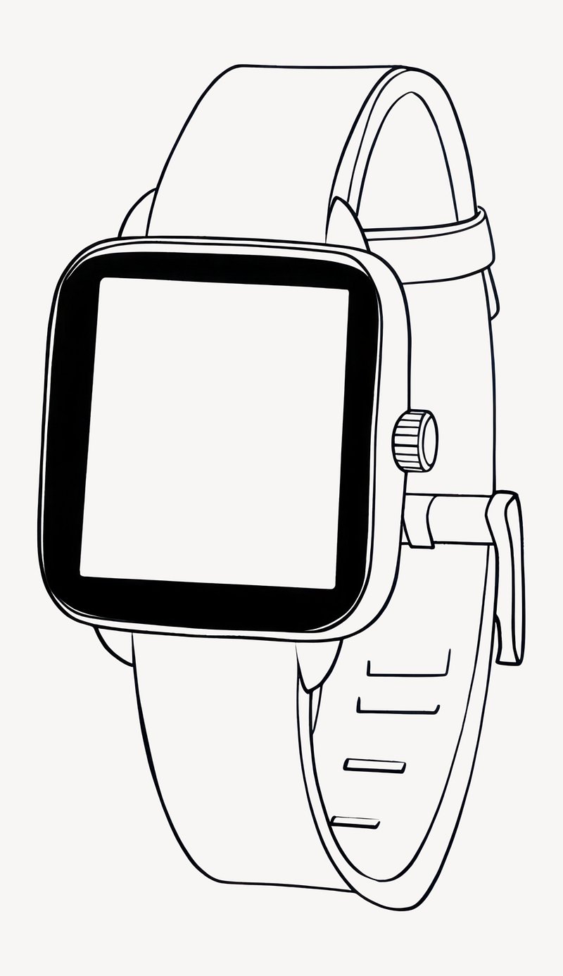 Smartwatch drawing line illustration vector | Free Vector - rawpixel