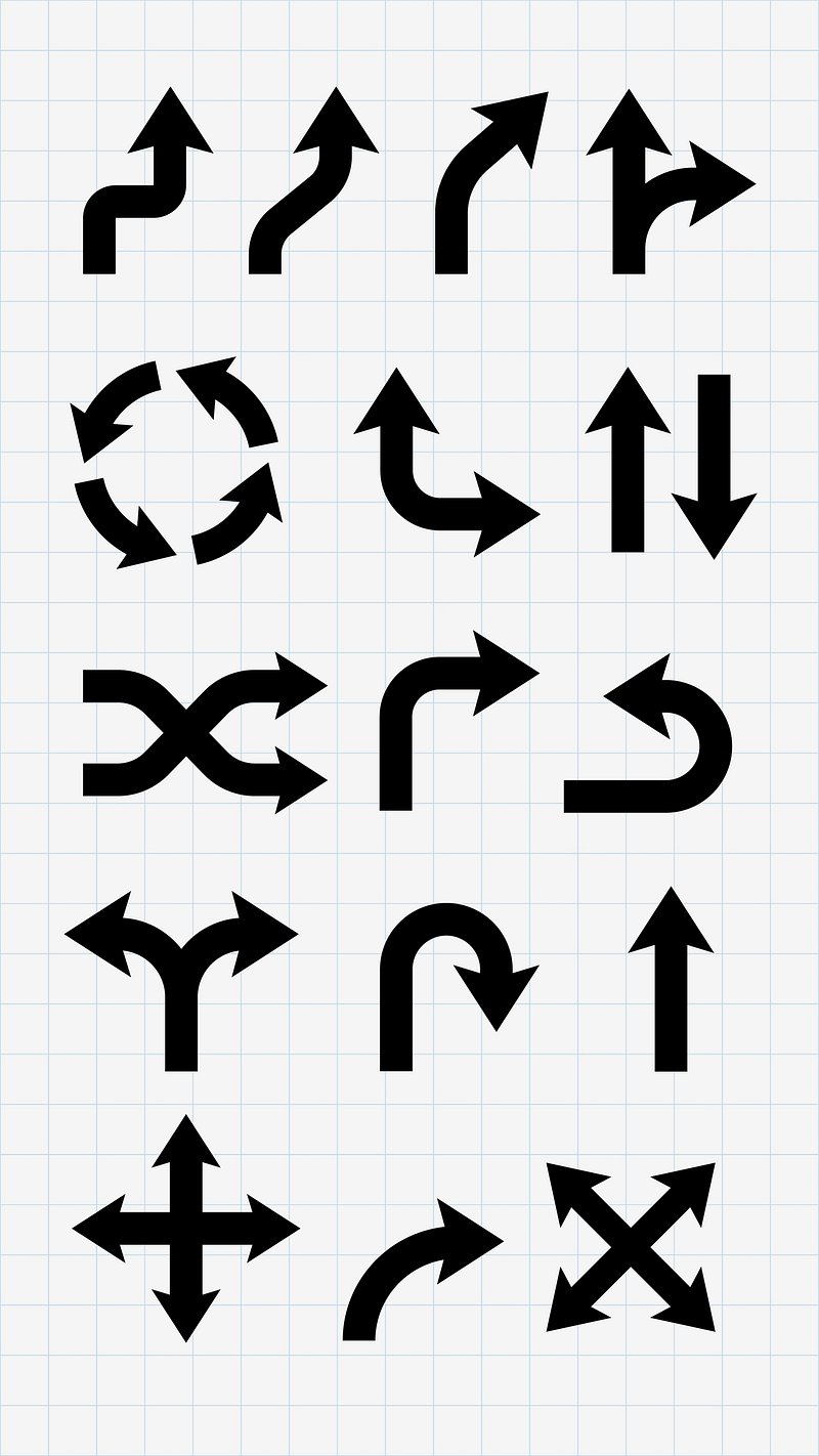 Collection black directional arrows grid | Premium Vector - rawpixel