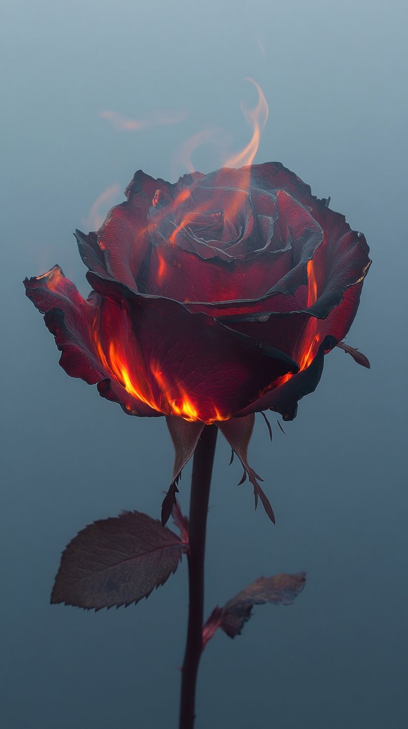 Rose fiery petals flower flame | Free Photo - rawpixel