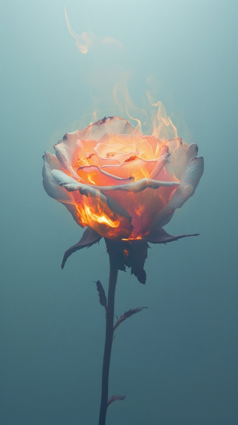 Rose fiery petals flower flame | Free Photo - rawpixel