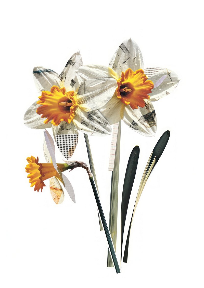 Daffodil collage paper cut flowers | Free Photo Illustration - rawpixel