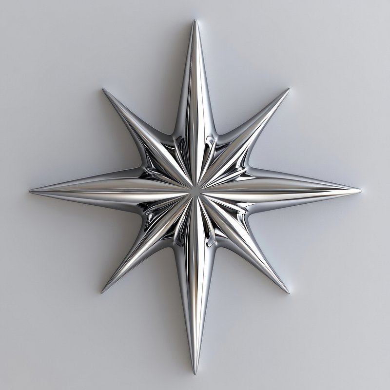 PNG four-pointed starburst metallic chrome | Free PNG - rawpixel