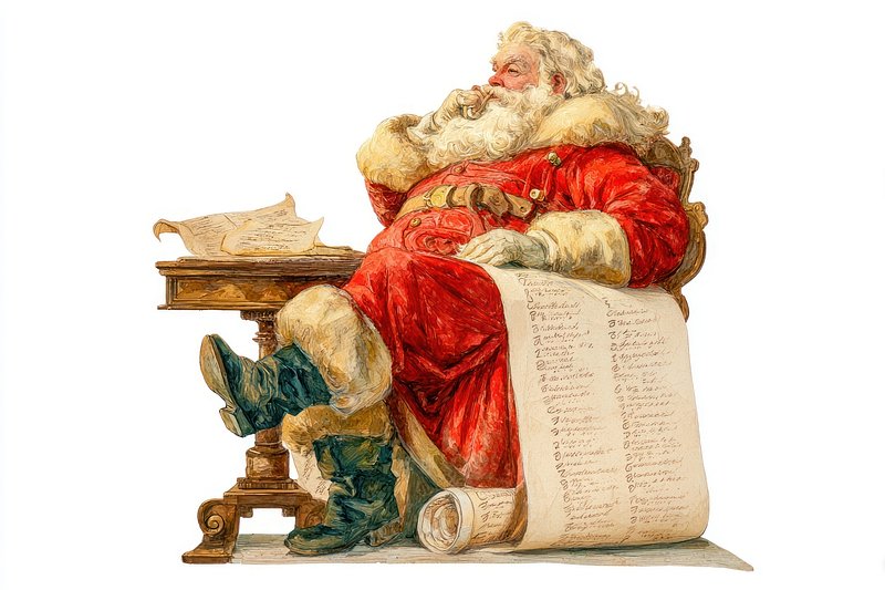 Santa checks his list twice | Free Photo Illustration - rawpixel