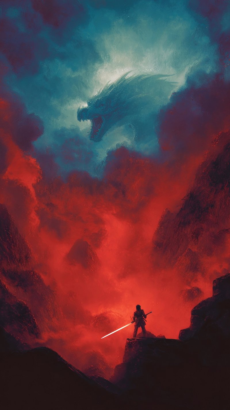 Epic fantasy dragon battle scene | Free Photo Illustration - rawpixel