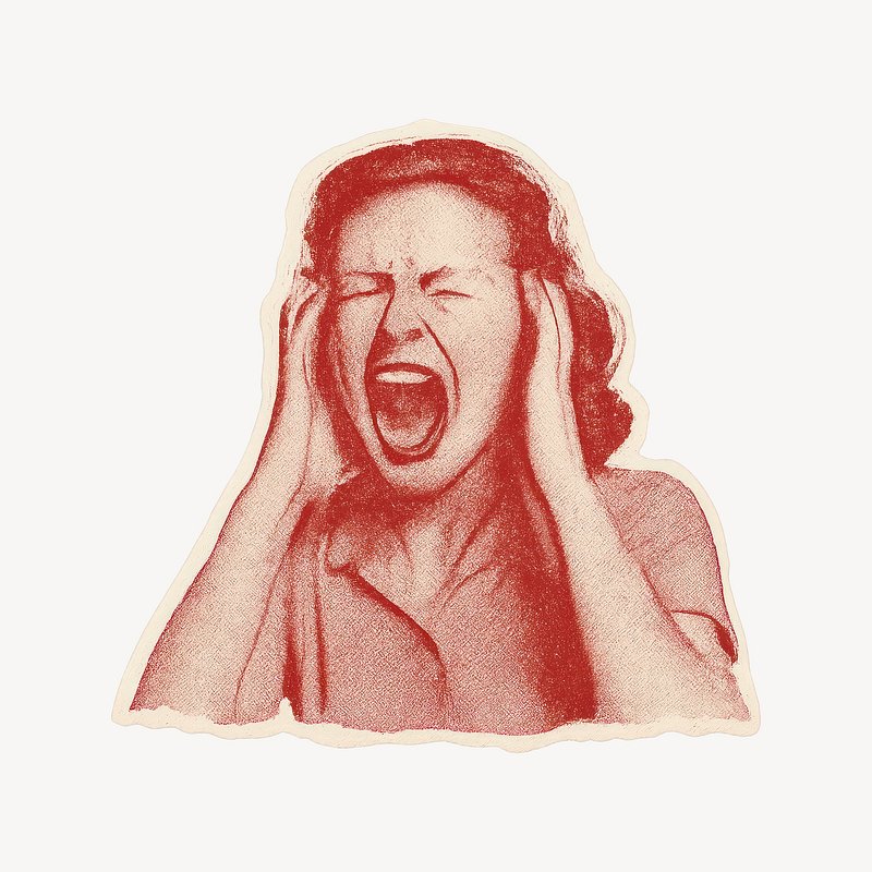 PNG Vintage distressed screaming woman | Free PNG - rawpixel