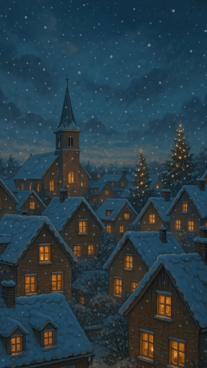 Snow Rooftop Wallpaper Christmas Scene Village Images | Free Photos ...