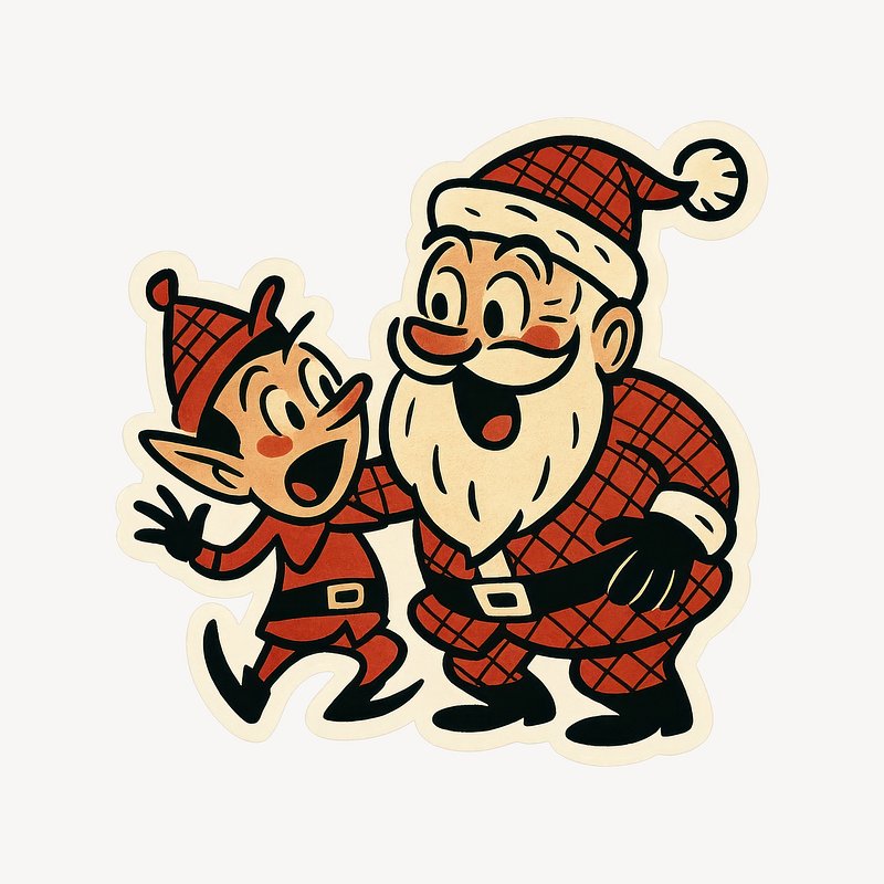 PNG Retro Santa elf joy | Free PNG - rawpixel