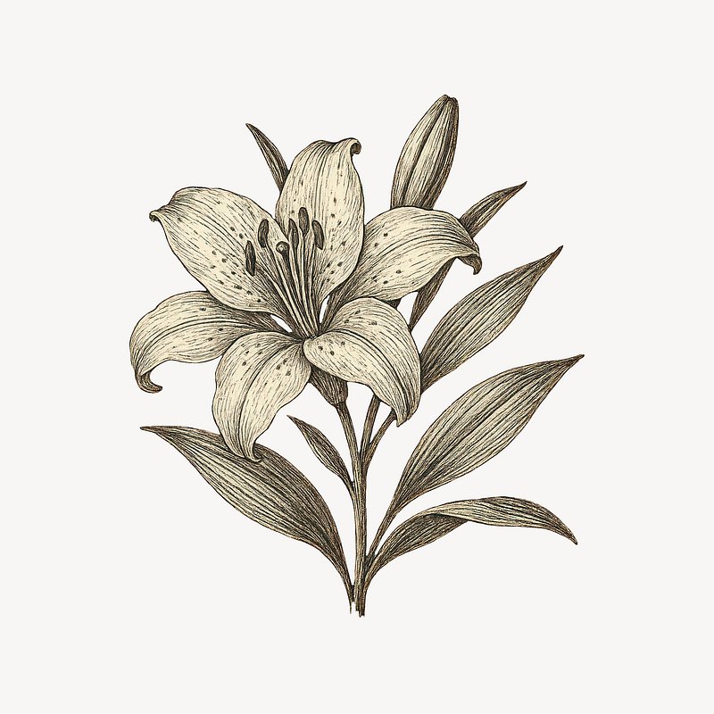 Lily Engraving Vintage Floral Images | Free Photos, PNG Stickers ...