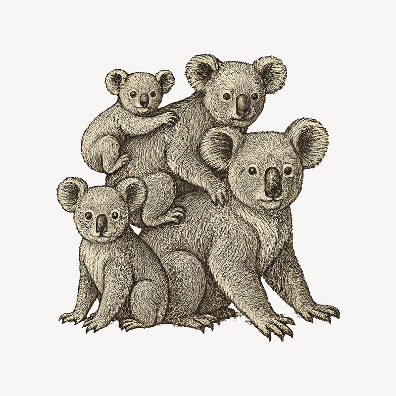 Koala Illustrated Background PNG Texture Images | Free Photos, PNG ...