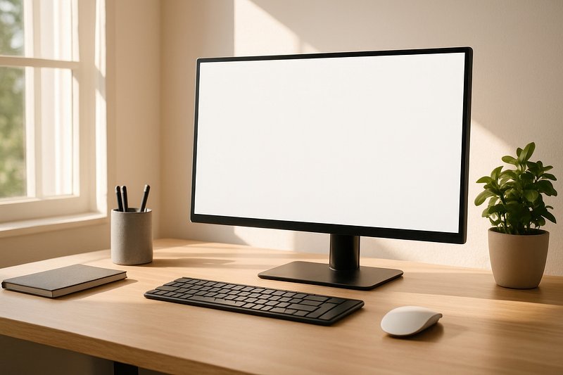 Computer Work Mockup Desktop Light Design Images | Free Photos, PNG ...