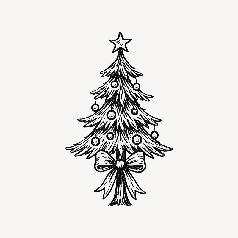 Christmas Tree Sketch Drawing Illustration PNG Images | Free Photos ...