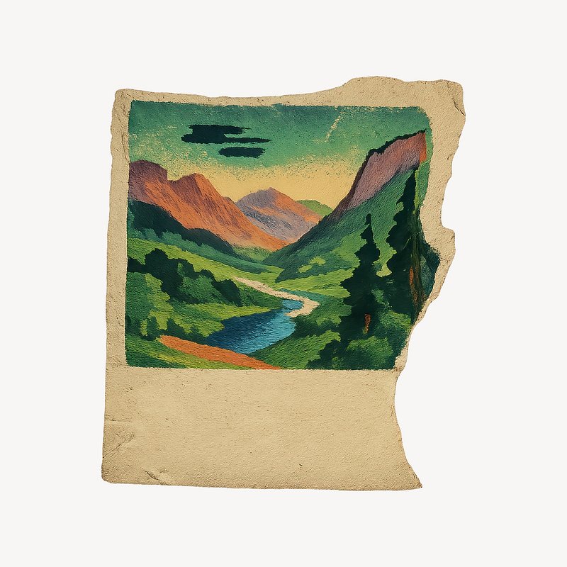 Vintage River Landscape Scenery Paper Painting Images | Free Photos ...
