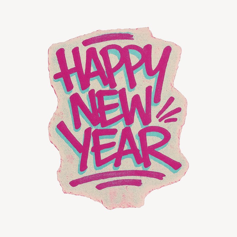 Happy New Year Sticker PNG Paper Images | Free Photos, PNG Stickers ...