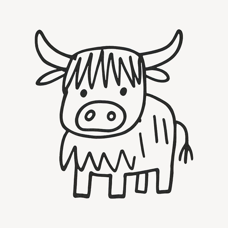 Cute+highland+cow+cartoon Animal Images | Free Photos, PNG Stickers ...