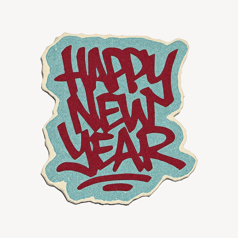 Happy New Year Sticker PNG Paper Images | Free Photos, PNG Stickers ...