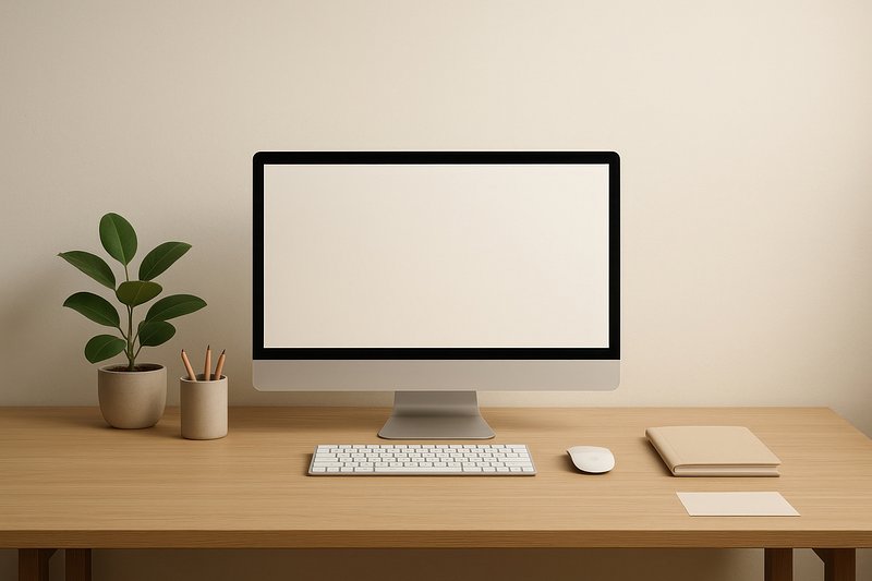 Computer Work Mockup Desktop Light Design Images | Free Photos, PNG ...