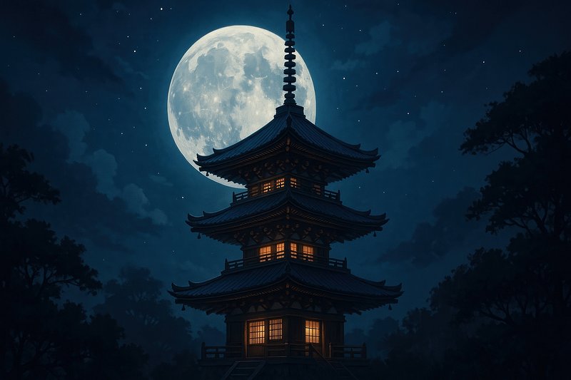Japanese Moon Scenery Wallpaper Sky Images | Free Photos, PNG Stickers ...