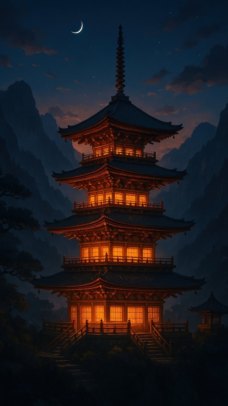 Japanese Moon Scenery Wallpaper Sky Images | Free Photos, PNG Stickers ...