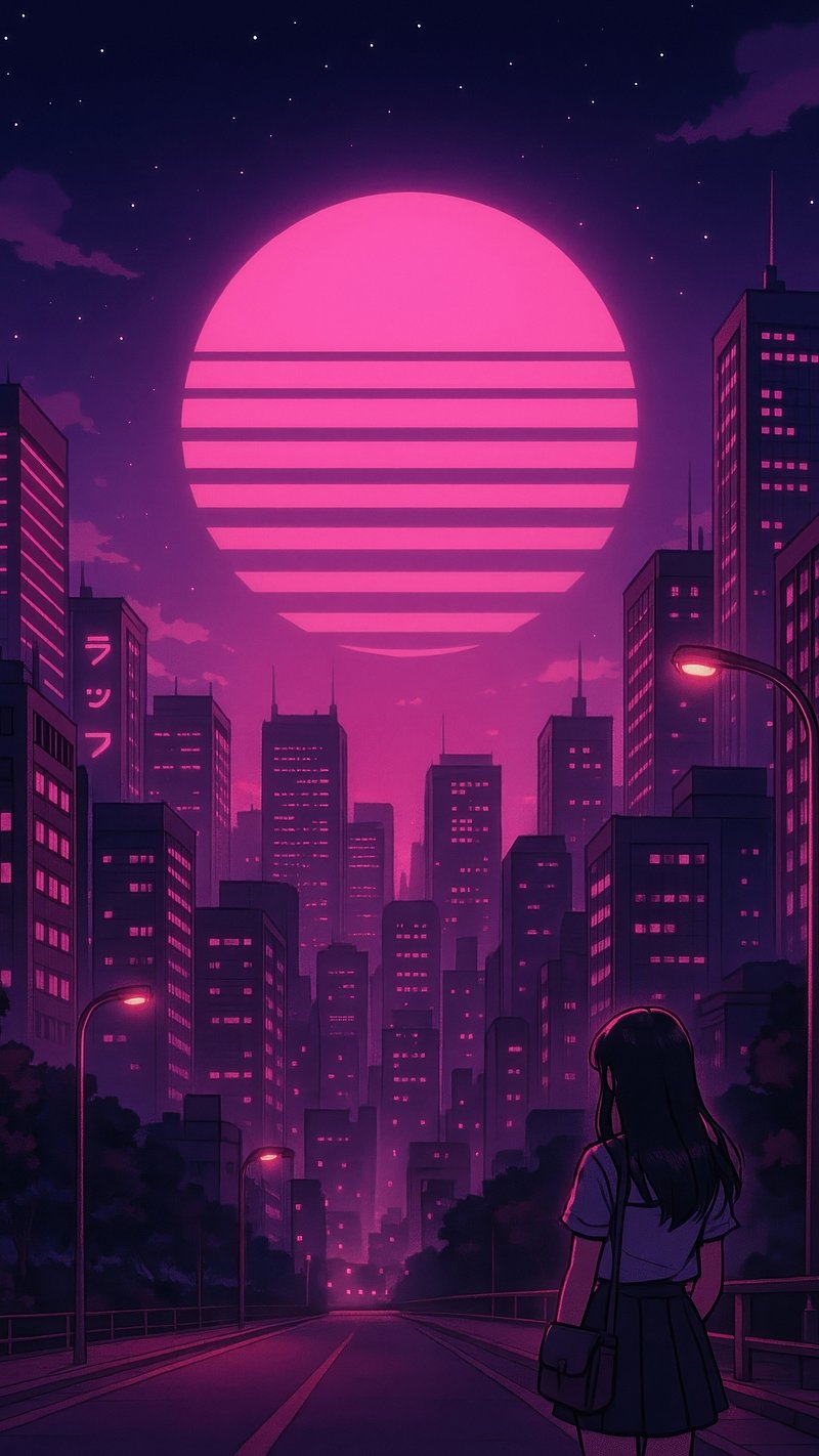 Anime+neon+wallpaper Retrowave Images | Free Photos, PNG Stickers ...