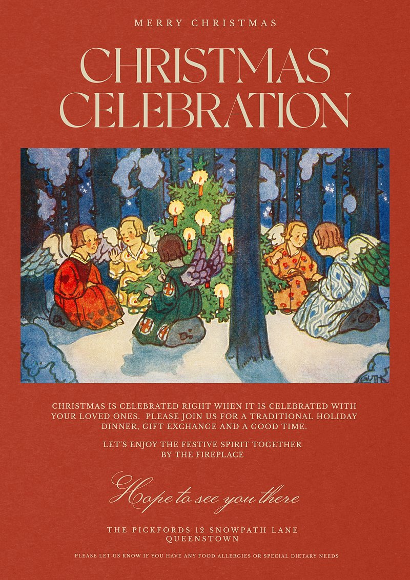 Christmas Card Template Holiday Festive Vintage Images | Free Photos ...