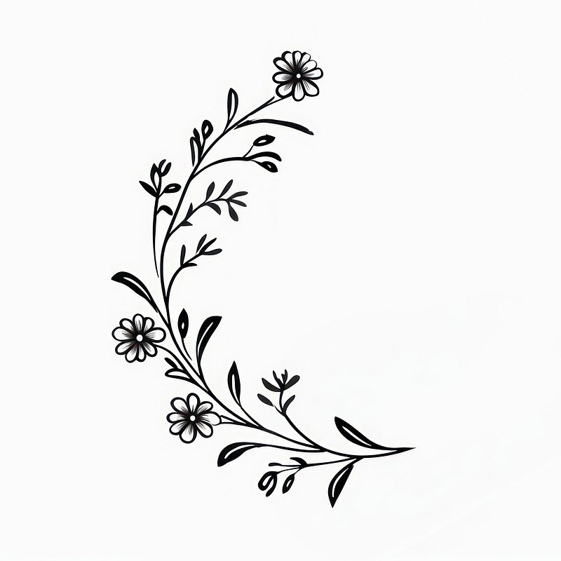 Black And White Outline Leaves Flower Floral Images | Free Photos, PNG ...