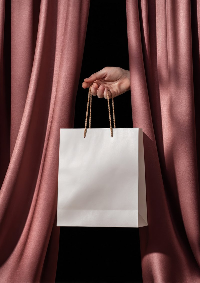 Paper Bag On Hand Mockup Curtain Images | Free Photos, PNG Stickers ...