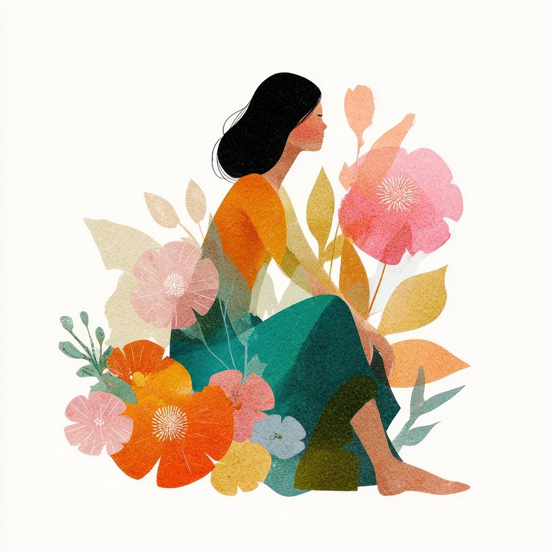 Woman And Botanical Illustration Background Floral Images | Free Photos ...