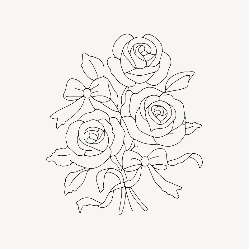 Rose Flower Line Art PNG Images | Free Photos, PNG Stickers, Wallpapers ...