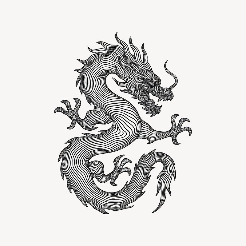 Dragon Black And White Chinese Design PNG Images | Free Photos, PNG ...