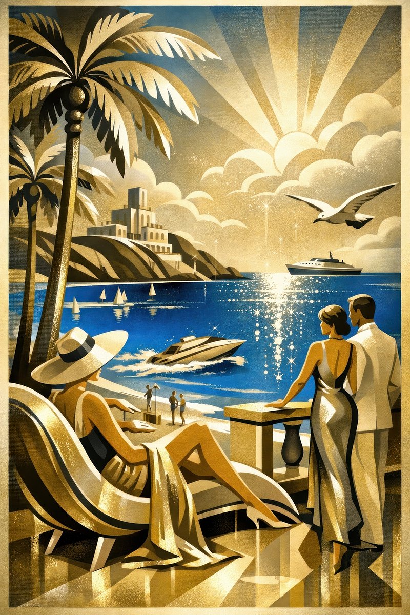 Coastal Vintage Art Sunset Ocean Images | Free Photos, PNG Stickers ...