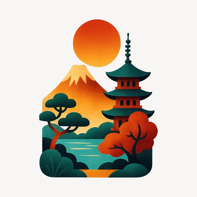 Japanese Landscape Illustration PNG Images | Free Photos, PNG Stickers ...