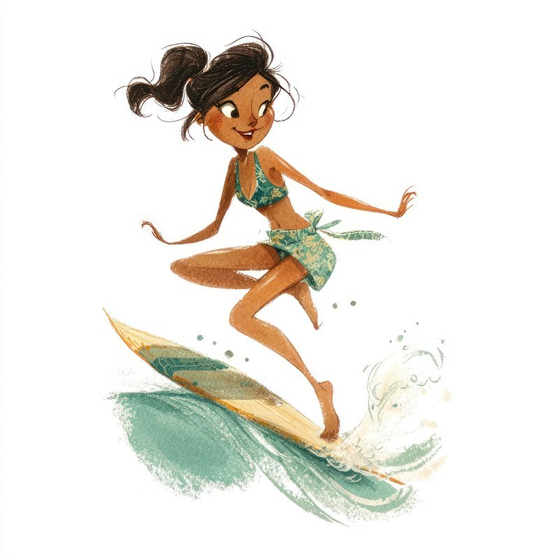 Girl Waves Texture Cartoon Images | Free Photos, PNG Stickers ...