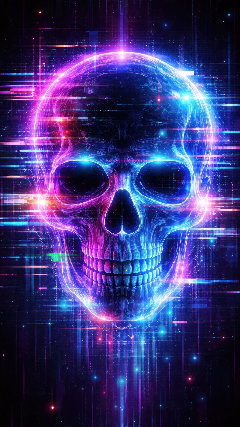 Aesthetics Glitch Neon Wallpaper Design Skull Images | Free Photos, PNG ...