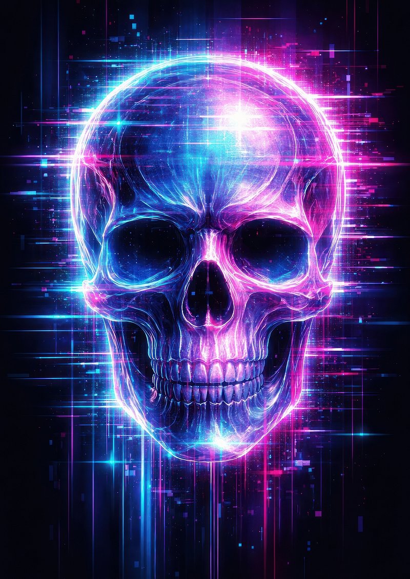 Aesthetics Glitch Neon Wallpaper Design Skull Images | Free Photos, PNG ...