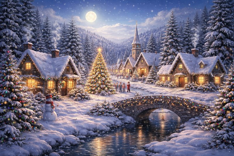 Winter Landscape With House Snowy Lights Images | Free Photos, PNG ...